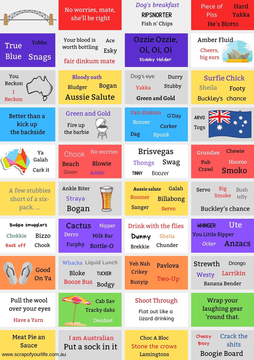 Australia Day Slang Cut-A-Part Sayings | $0.00 Scrap Of Your Life